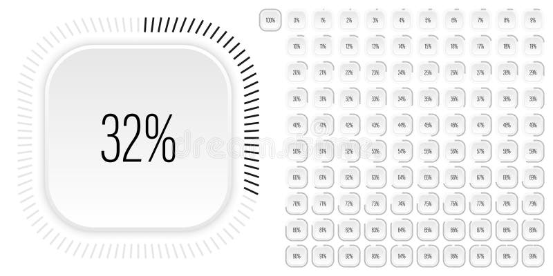 Set of Rectangle Percentage Diagrams from 0 To 100 Stock Vector ...
