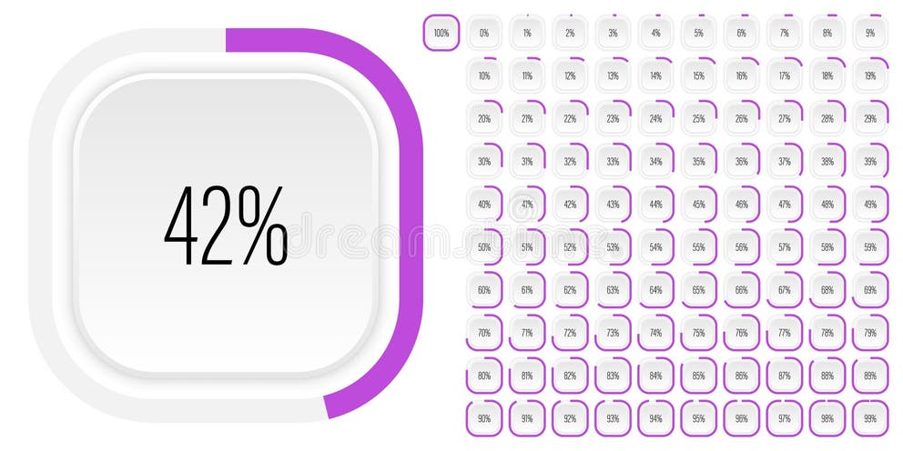 Set of Rectangle Percentage Diagrams from 0 To 100 Stock Vector ...