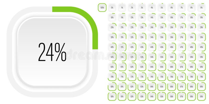 Set of Rectangle Percentage Diagrams from 0 To 100 Stock Vector ...