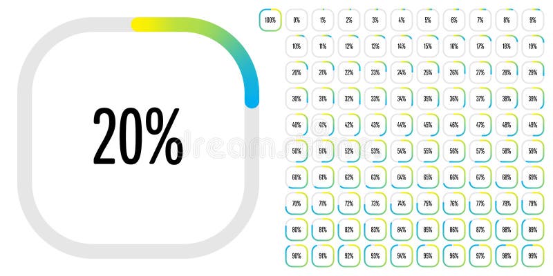 Set of Rectangle Percentage Diagrams from 0 To 100 Stock Vector ...