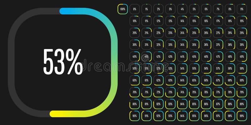 Set of Rectangle Percentage Diagrams from 0 To 100 Stock Vector ...