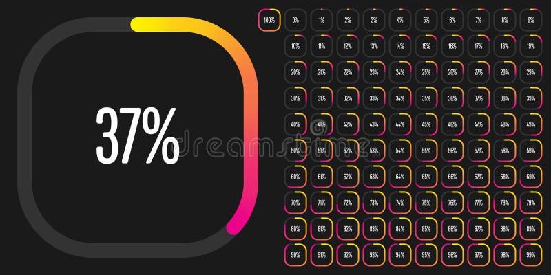 Set of Rectangle Percentage Diagrams from 0 To 100 Stock Vector ...
