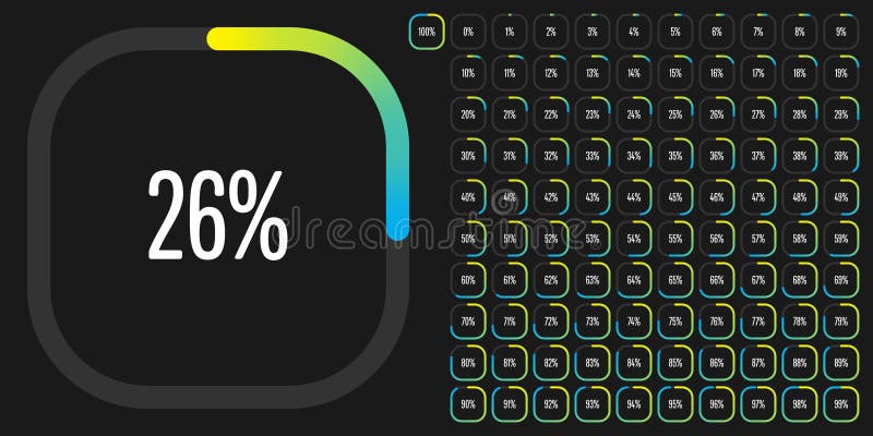 Set of Rectangle Percentage Diagrams from 0 To 100 Stock Vector ...