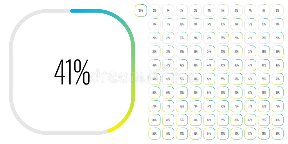 Set of Rectangle Percentage Diagrams from 0 To 100 Stock Vector ...