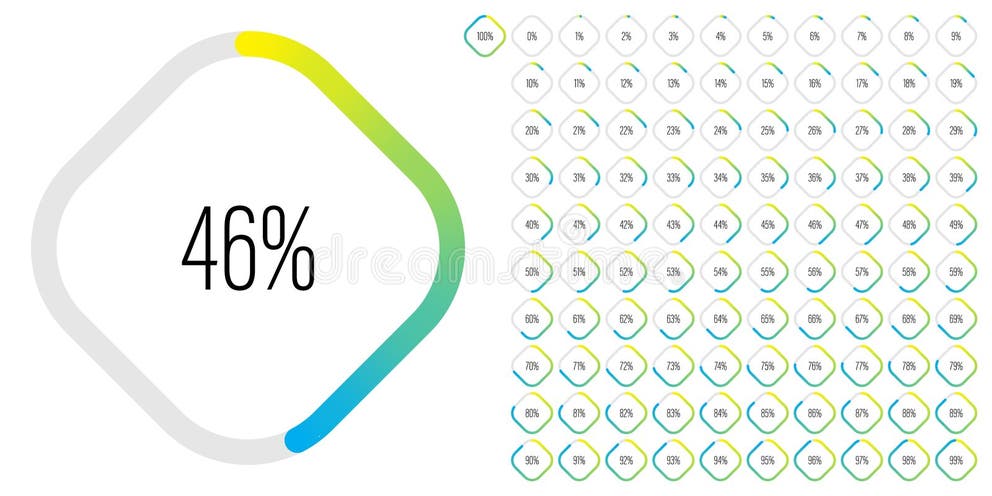 Set of Rectangle Percentage Diagrams from 0 To 100 Stock Vector ...