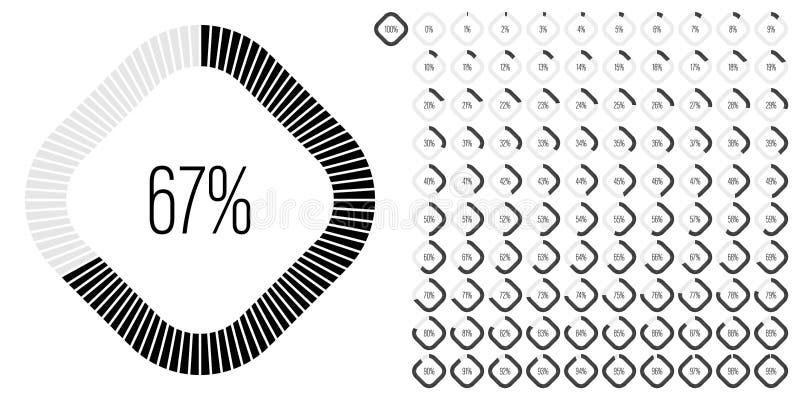 Set of Rectangle Percentage Diagrams from 0 To 100 Stock Vector ...
