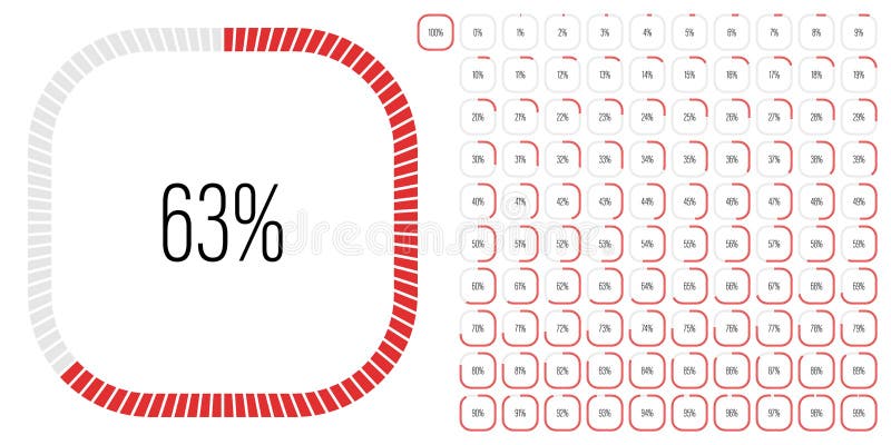 Set of Rectangle Percentage Diagrams from 0 To 100 Stock Vector ...