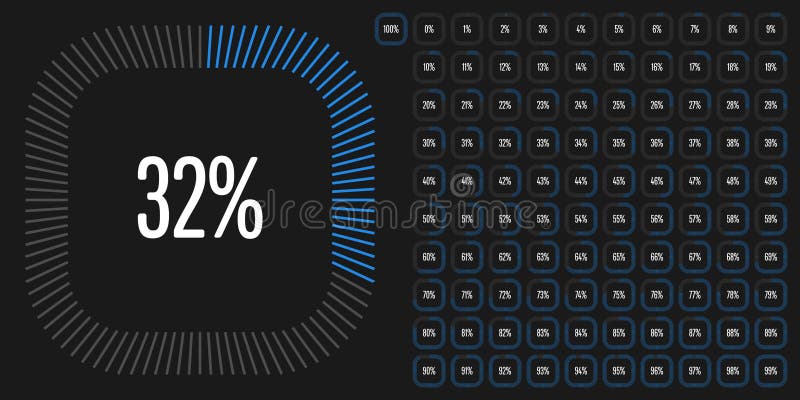 Set of Rectangle Percentage Diagrams from 0 To 100 Stock Vector ...