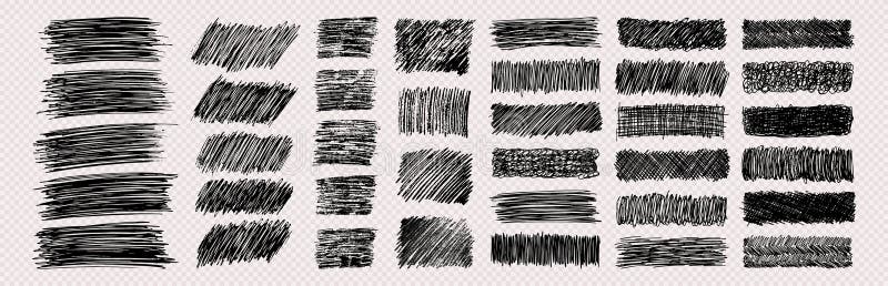 Set of Rectangle Scribble Smears Drawn with Pen Stock Vector ...
