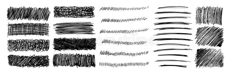 Set of Rectangle Scribble Smears Drawn with Pen Stock Illustration ...