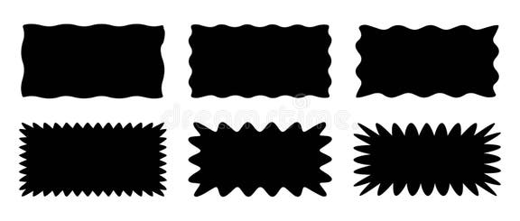 Set of Rectangle Shape Frames with Zigzag Edge. Uneven Zigzag ...