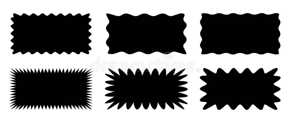 Set of Rectangle Shape Frames with Zigzag Edge. Uneven Zigzag ...
