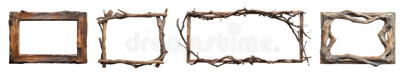 Set of Rectangle Twigs Branches Wooden Rustic Sign Frame Wood on ...