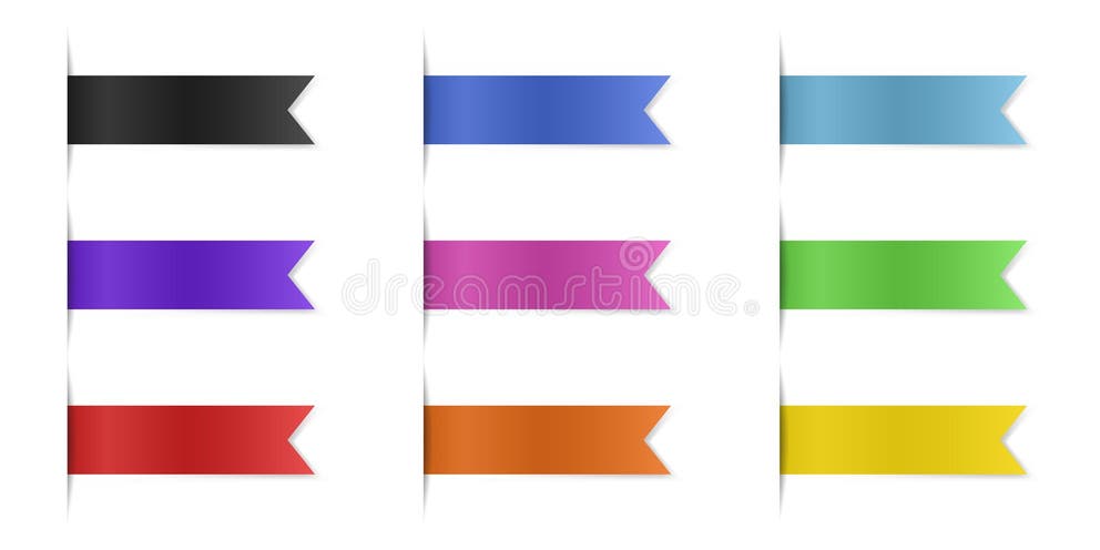 Set of Rectangular Bookmarks. Horizontal Orientation. Multicolored ...