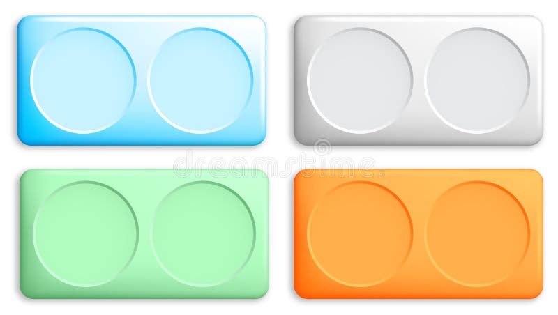 Set of Rectangular Buttons with Rounded Corners, Divided into Round ... Set of Rectangular Buttons with Rounded Corners, Divided into Round ...