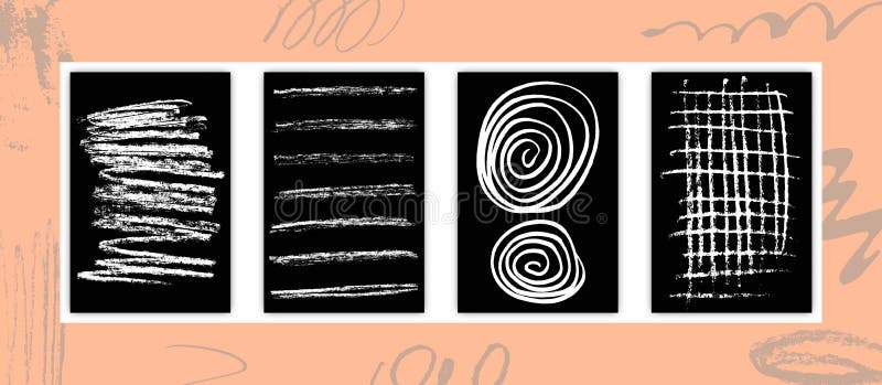 Set of Rectangular Cards with Hand Drawn Colorful Paints Stock Vector ...