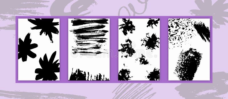 Set of Rectangular Cards with Hand Drawn Colorful Paints Stock Vector ...