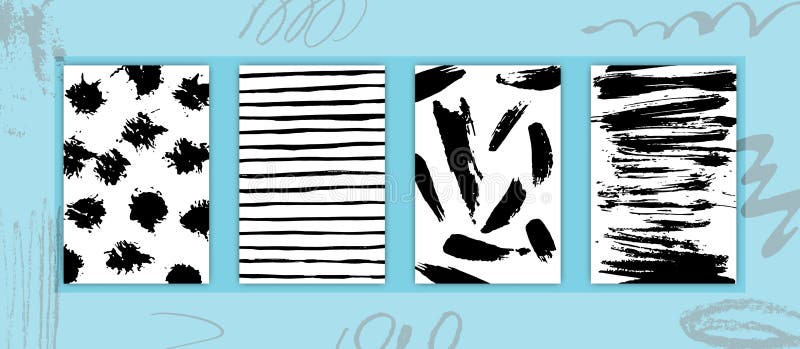 Set of Rectangular Cards with Hand Drawn Colorful Paints Stock Vector ...