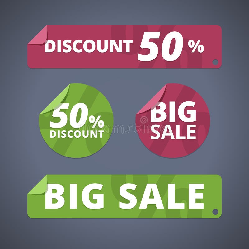 Set of Rectangular and Circular Stickers for Sales Stock Vector ...