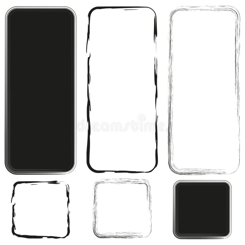 Rectangular Frames Vector Set. Diverse Border Designs. Monochrome Frame ...