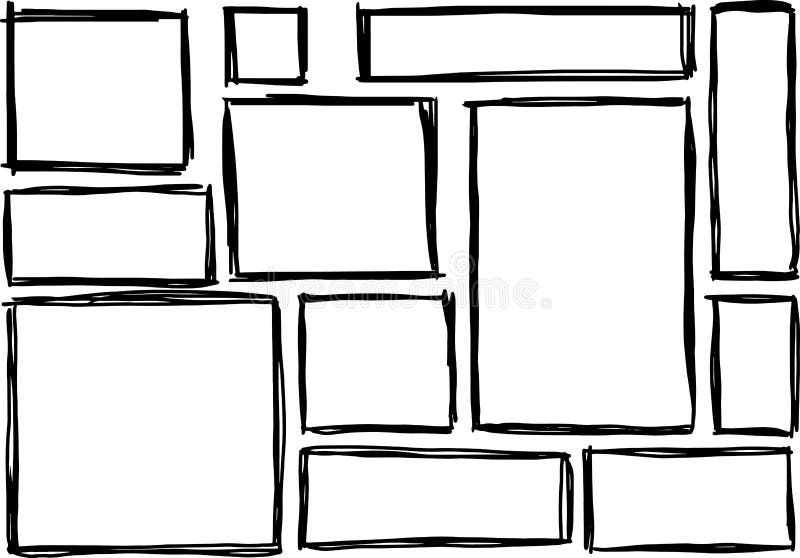 Set of Rectangular Frames Doodles Stock Illustration - Illustration of pattern, sketchy: 99695396