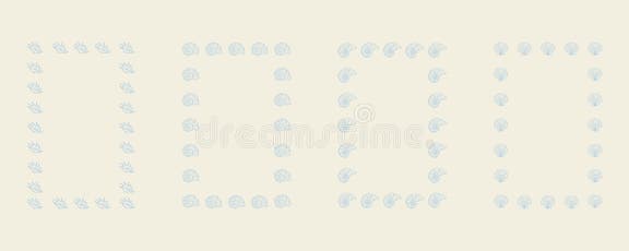 Set of Rectangular Frames with Hand-drawn Seashells. Summer Vector ...