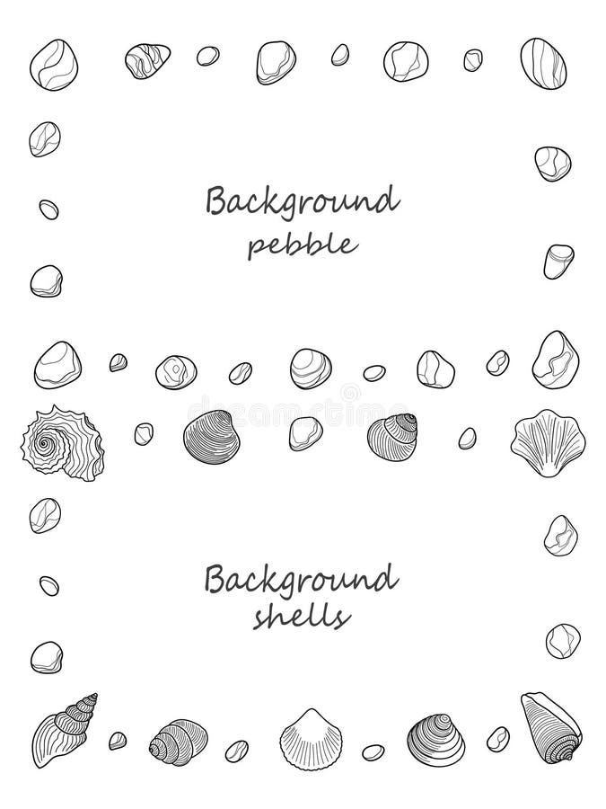 Set of Rectangular Frames Made of Pebbles and Shells, Outline. Stock ...