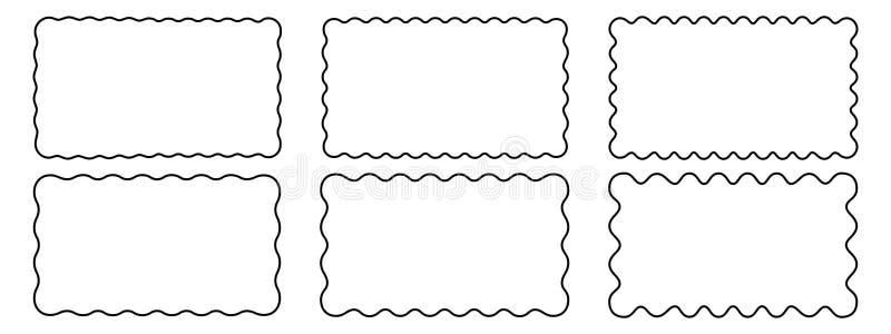 Set of Rectangular Frames with Wavy Edges. Rectangle Shapes with ...