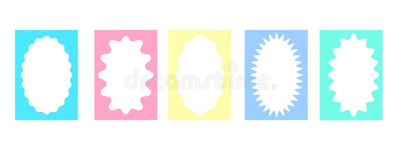 Set of Rectangular Frames with Wavy Oval Inner Borders. Retro Frames ...