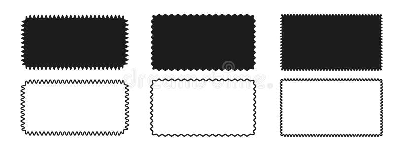 Set of Rectangular Geometric Frames with Zigzag Wavy Edges Isolated on ...