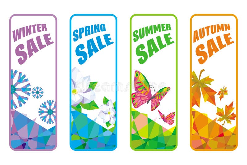 A Set of Rectangular Labels To Seasonal Sales Stock Illustration ...