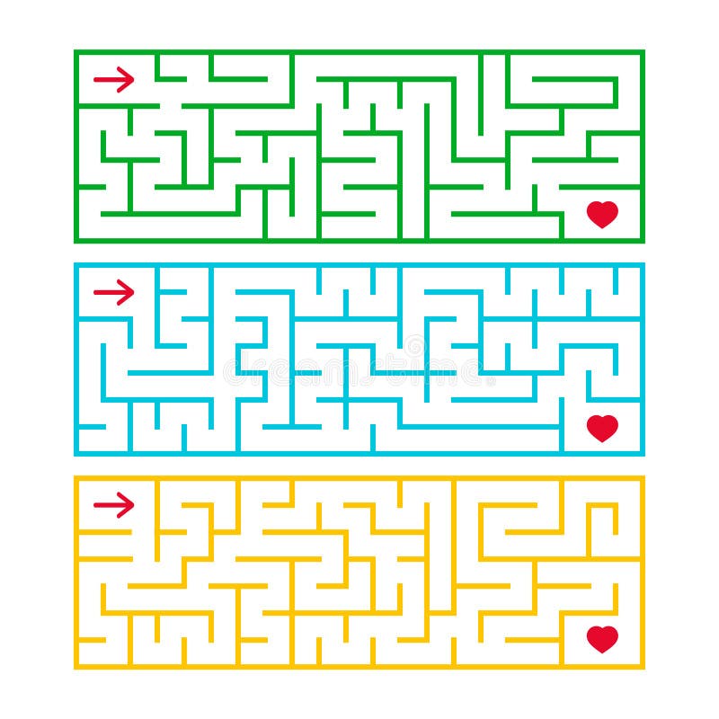 A Set of Colored Labyrinths for Children. a Square, a Circle, a Hexagon ...