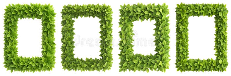 Set of Rectangular Leaf Frames on a White Background Stock Photo ...
