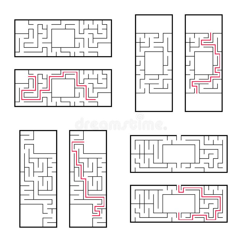 A Set Of Rectangular Mazes. Game For Kids. Puzzle For Children ...