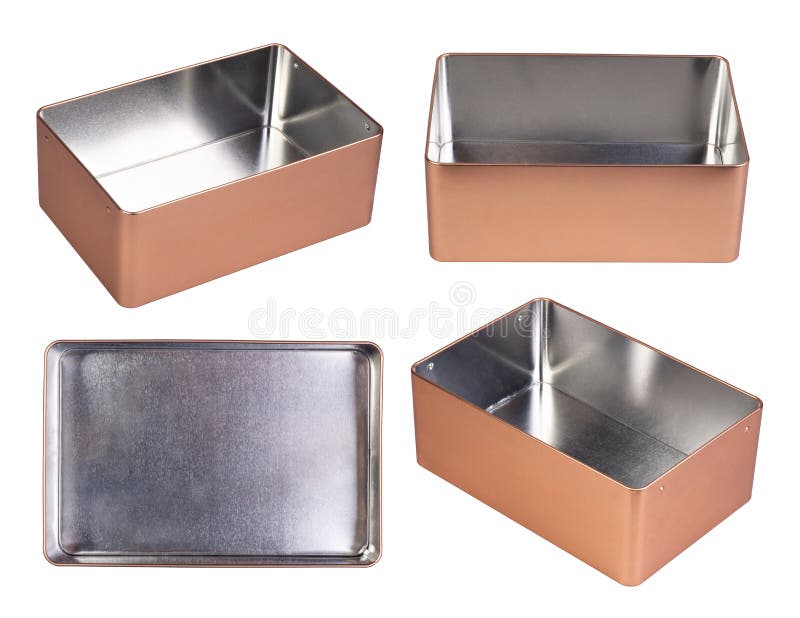 Set of Rectangular Metal Boxes Isolated on White Background Stock Photo ...