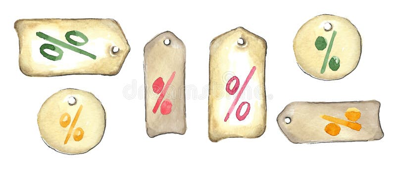 Set of Rectangular and Round Shaped Paper Labels Stock Image - Image of ...