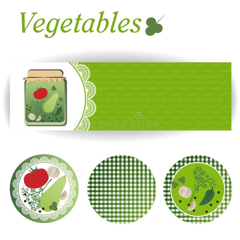 Set of Rectangular and Round Stickers for Canned Vegetables Stock ...