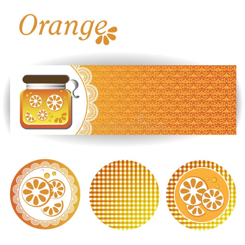 Set of Rectangular and Round Stickers for Orange Jam Stock Vector ...