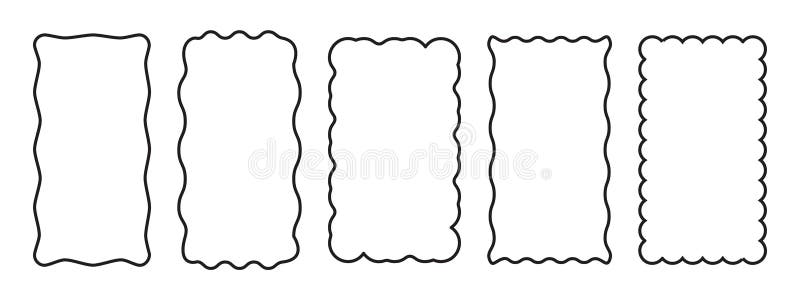 Set of Rectangular Scalloped and Wavy Frame. Pop Vintage Groovy Border ...