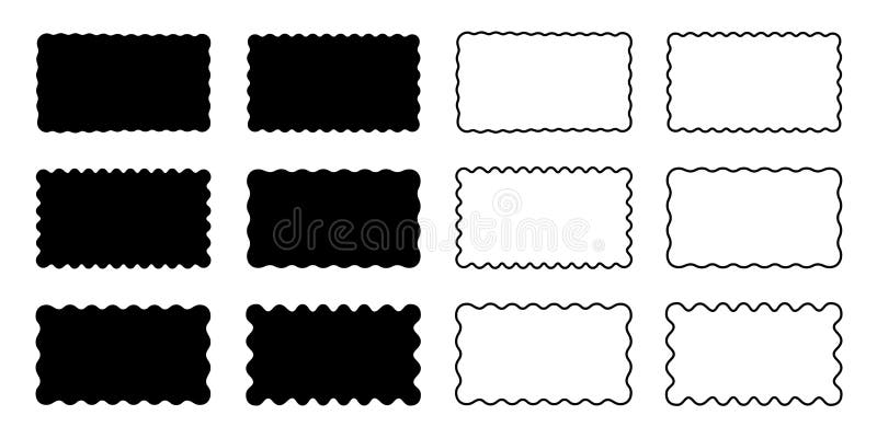 Set of Rectangular Shapes and Frames with Wavy Edges. Rectangles with ...