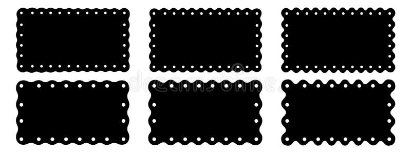 Set or Rectangular Shapes with Scalloped Borders. Blank Textbox, Tag ...