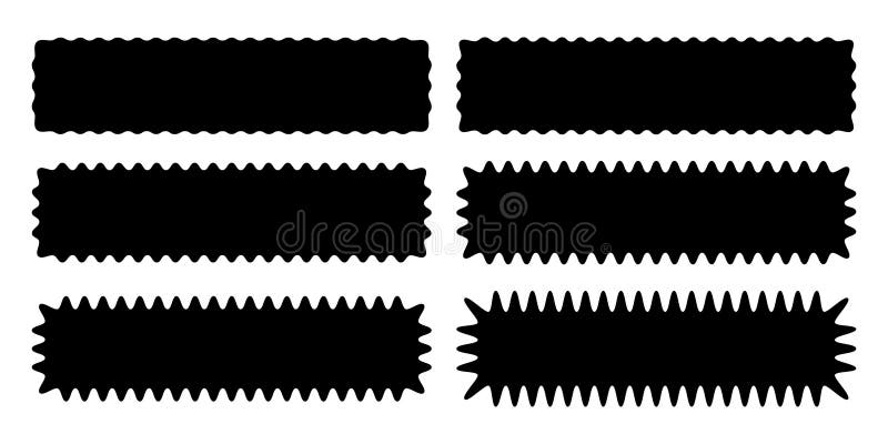 Set or Rectangular Shapes with Wavy Borders. Tags or Labels, Stickers ...