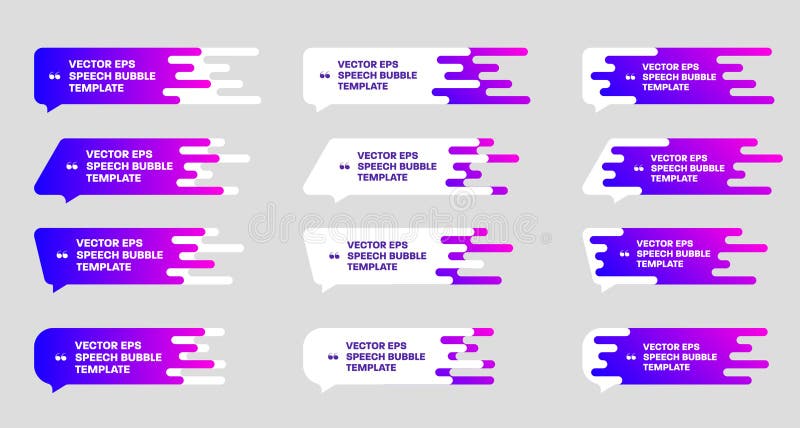 Set of Rectangular Speech Bubbles for Quotes with Gradient Stock Vector ...