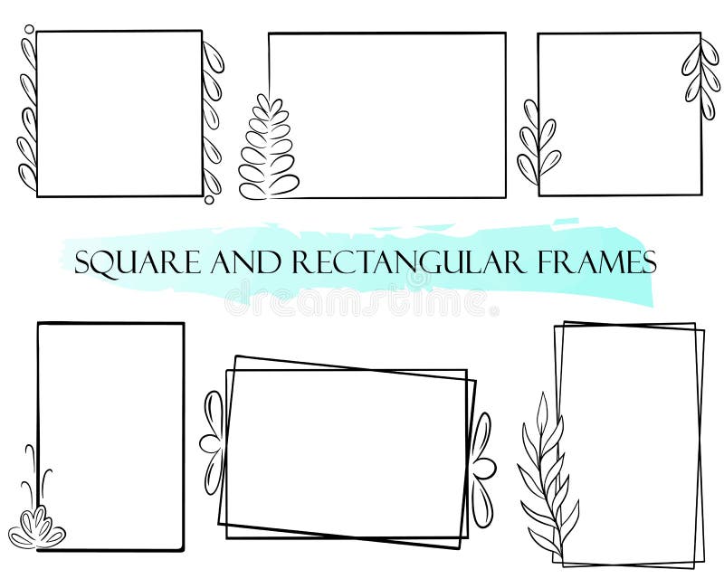 Set of Rectangular and Square Frames. Vector. Simple Black Frames with ...