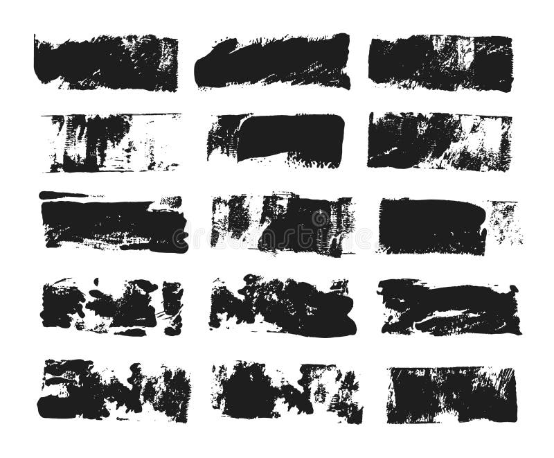Big Set of Rectangular Text Box. Grunge Paint Stripe. Vector Brush ...