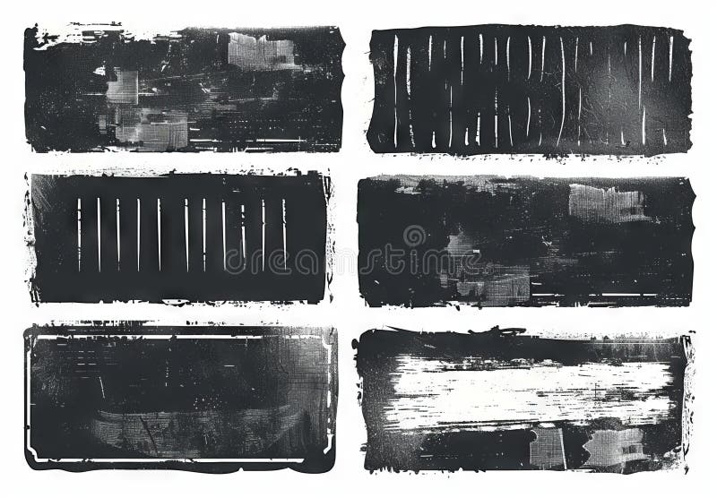 Set of Rectangular Text Boxes with Grunge Paint Stripes. Modern Brush ...