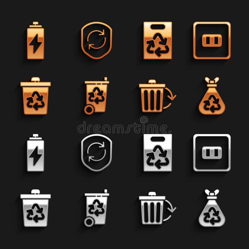 Set Recycle Bin with Recycle, Electrical Outlet, Garbage Bag, Paper ...