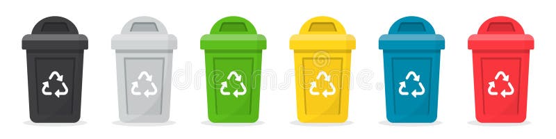 Set of Recycle Bins for Trash in a Flat Design Stock Vector ...