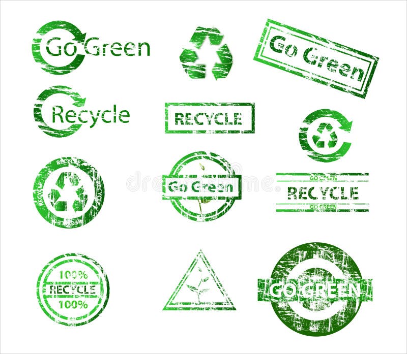 Ecology Green Rubber Stamps Stock Illustration - Illustration of circle ...