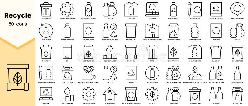 Set of Recycle Icons. Simple Line Art Style Icons Pack Stock Vector ...